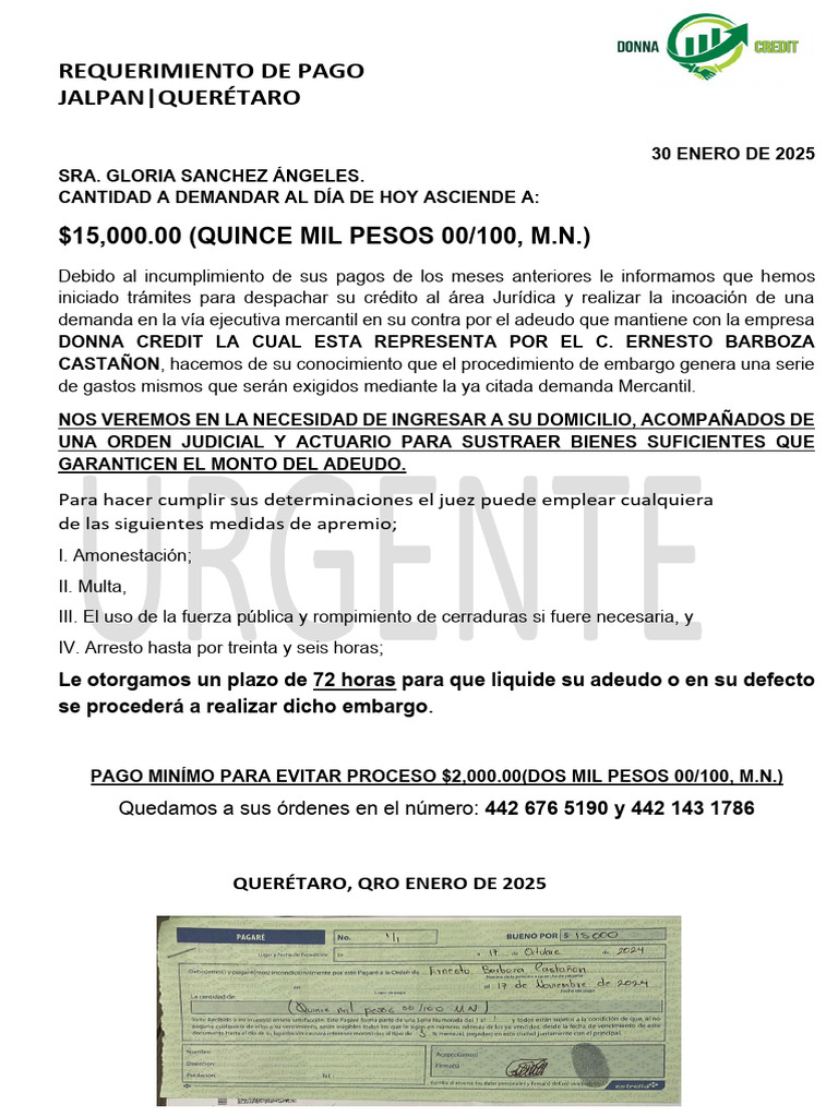 Requerimiento de Pago por Adeudo Legal | PDF