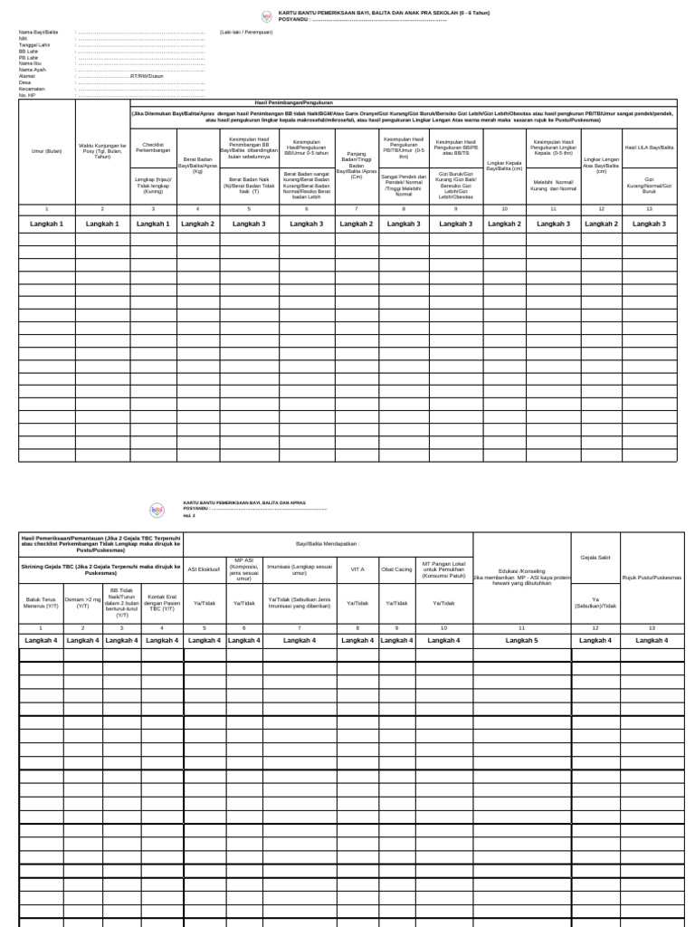 Format Kartu Bantu Posyandu - DR 041224 | PDF