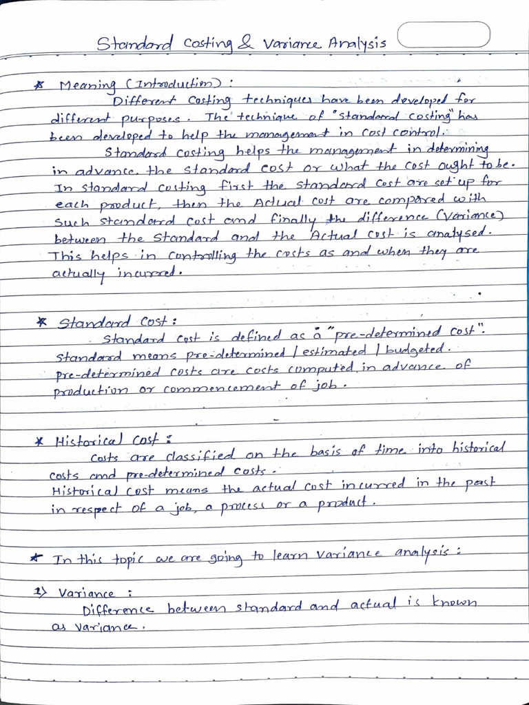 Standard Costing & Variance Analysis | PDF