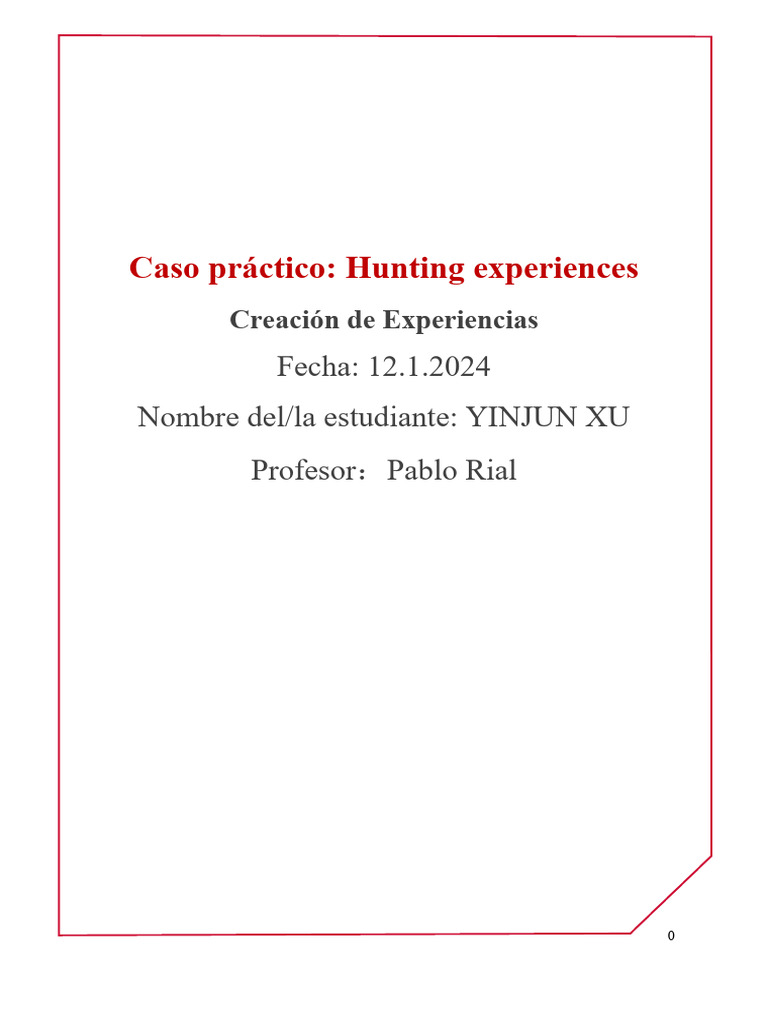 XU YINJUN - Hunting Experiences | PDF | Marca | Sentidos