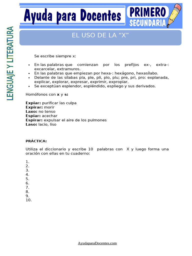 Uso correcto de la letra X | PDF