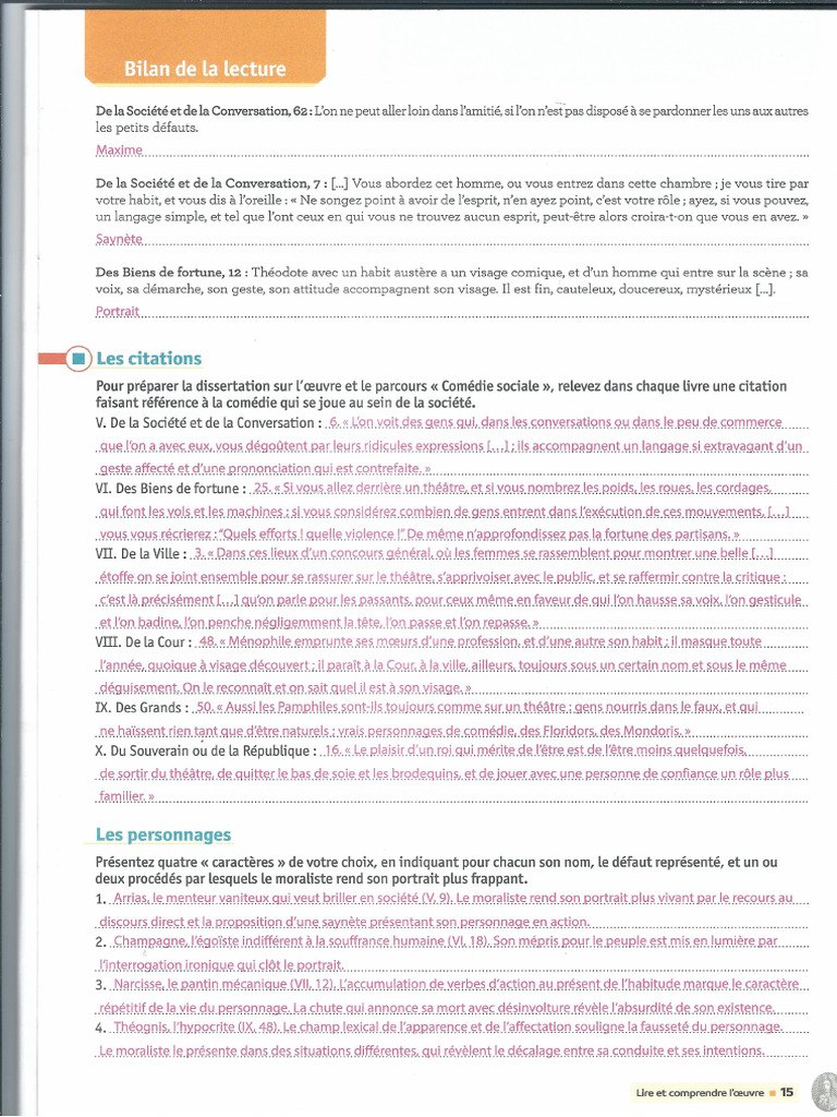 correction bilan de lecture | PDF