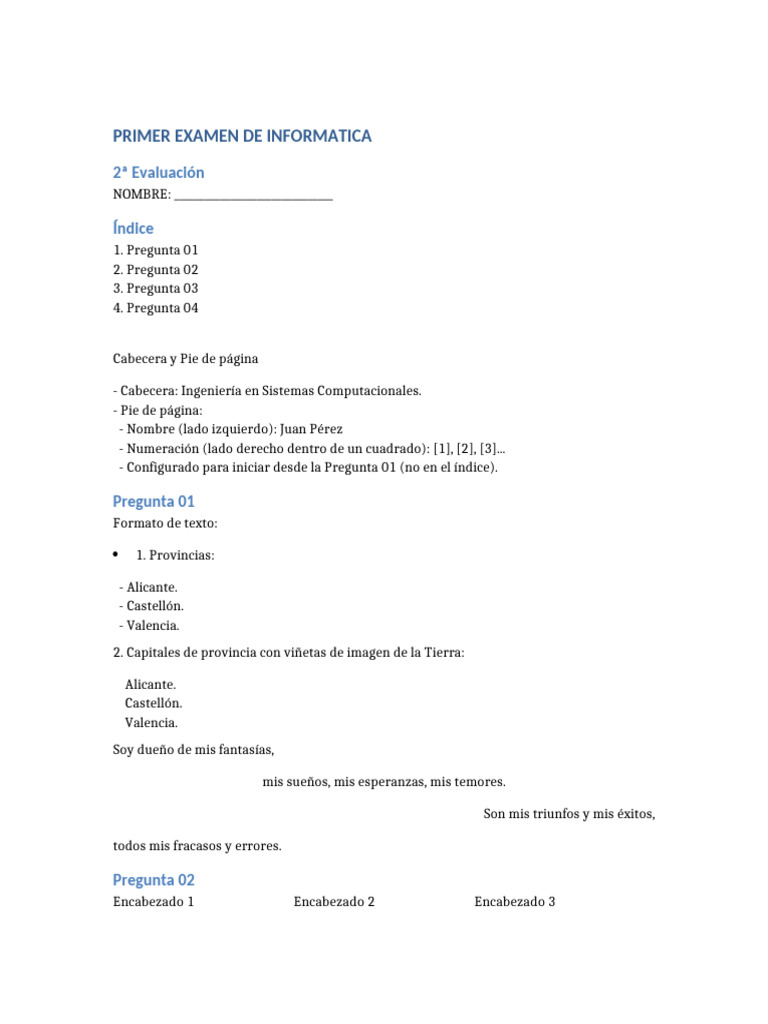 Examen Informática 2ª Evaluación | PDF