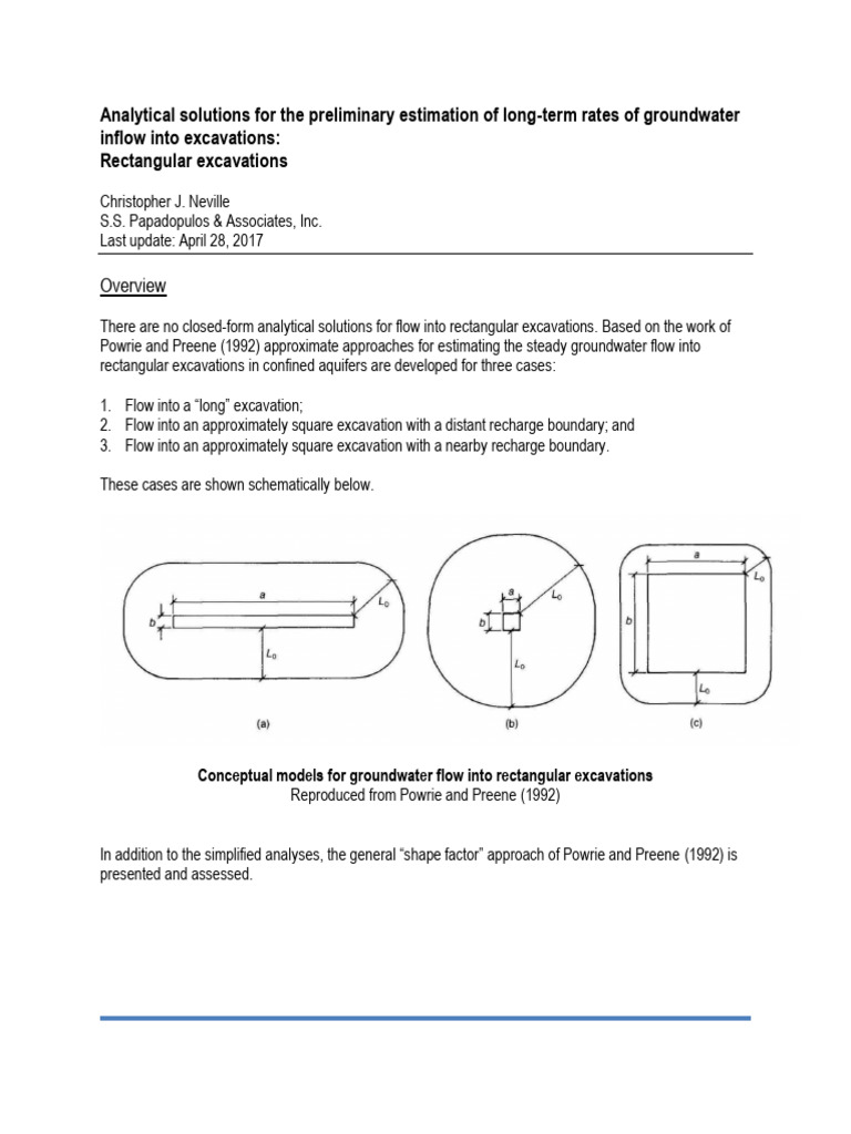 Analytical Solutions For Flow Into Open Excavations - 2 - Report | PDF ...