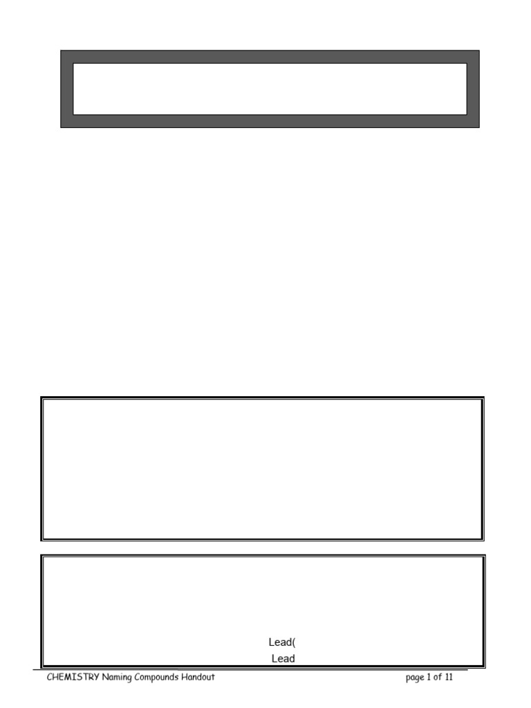 NamingCompounds Cheat Sheet | PDF | Ion | Chemical Compounds