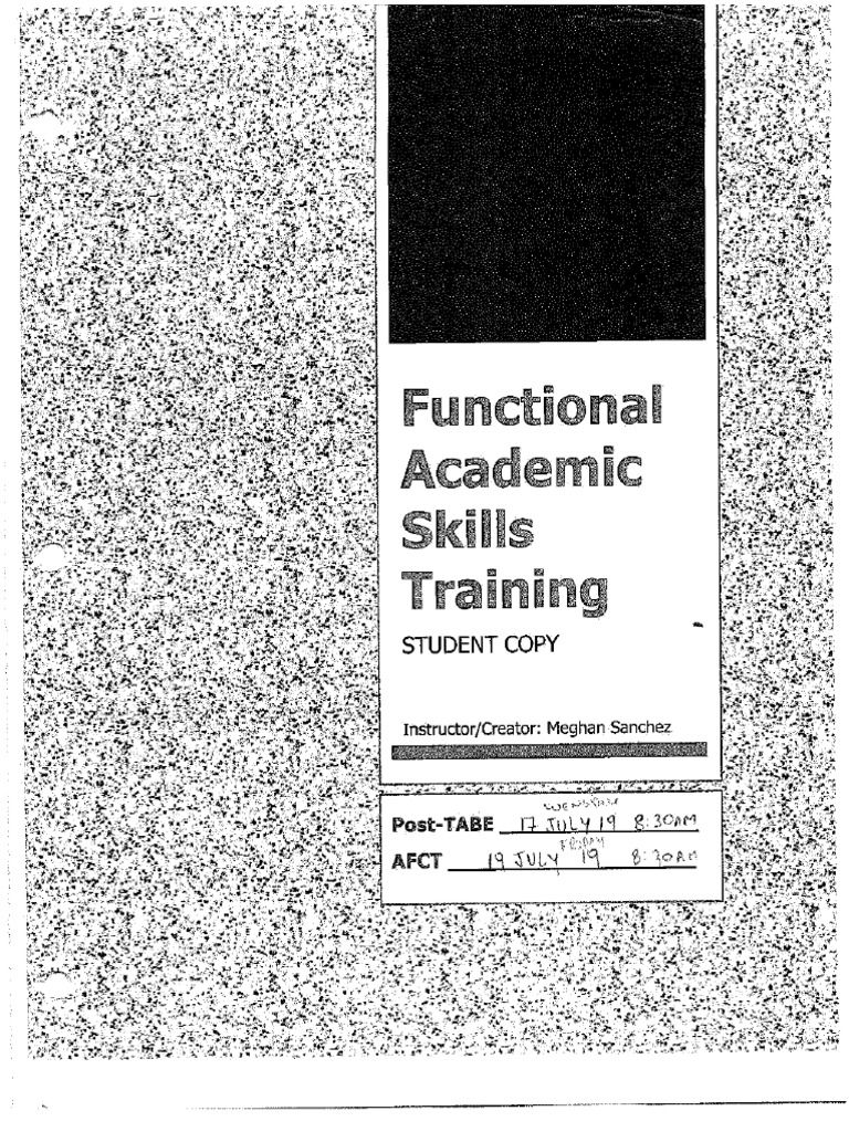 Functional Academic Skills Training Part 1 | PDF