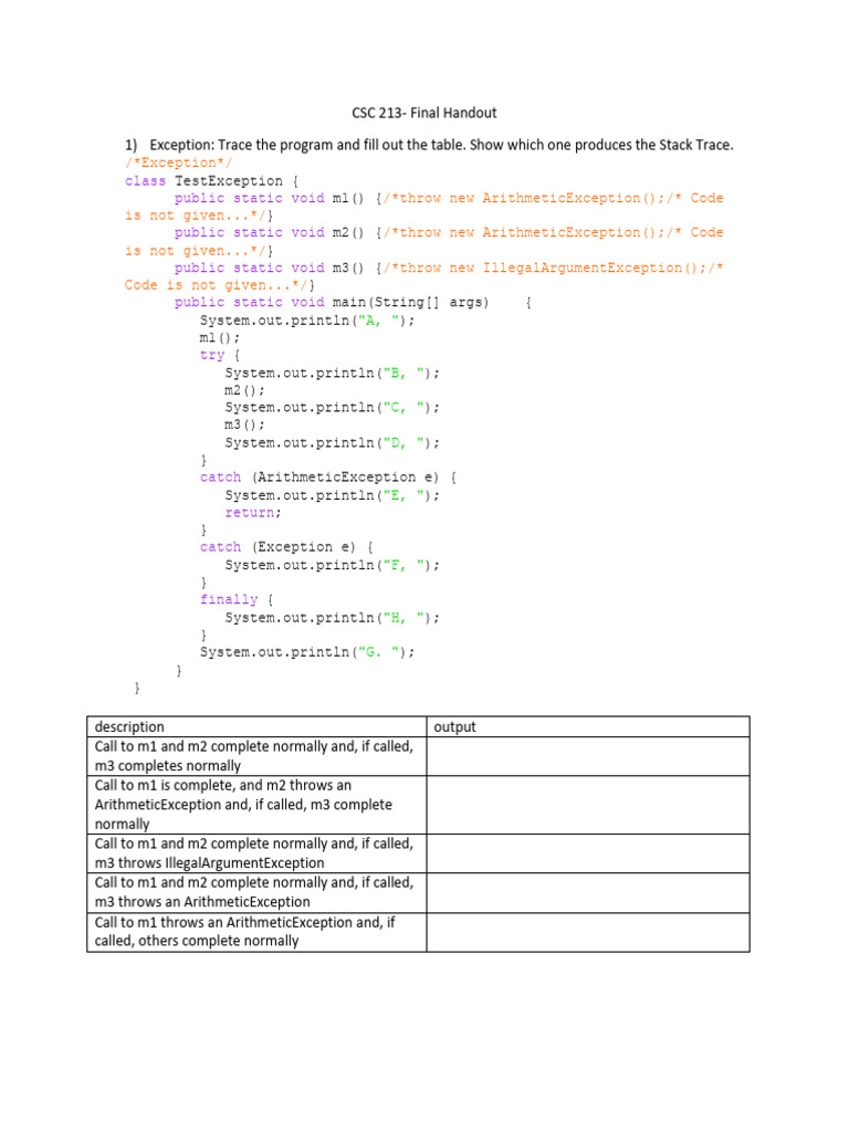 Java Final Exam Practice Questions | PDF | Anonymous Function | Control Flow
