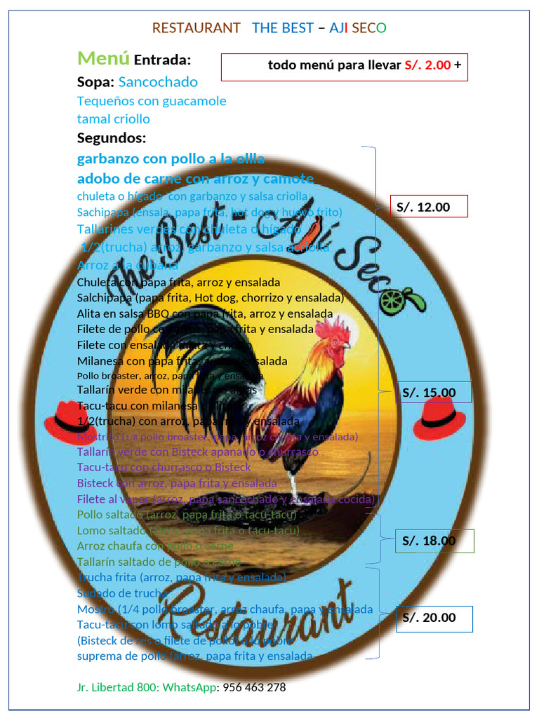Menú del Restaurante Ají Seco | PDF