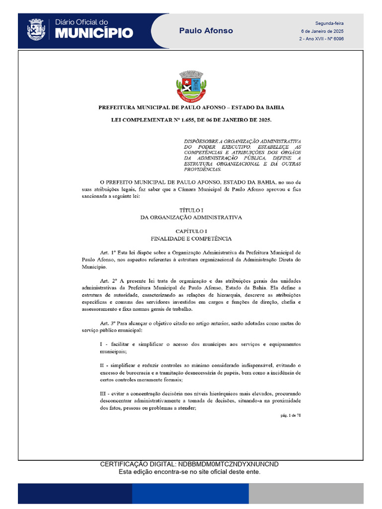 Lei Complementar #10 de 2025 - Reforma Administrativa | PDF