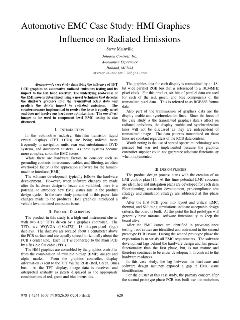 Automotive EMC Case Study: HMI Graphics Influence On Radiated Emissions ...