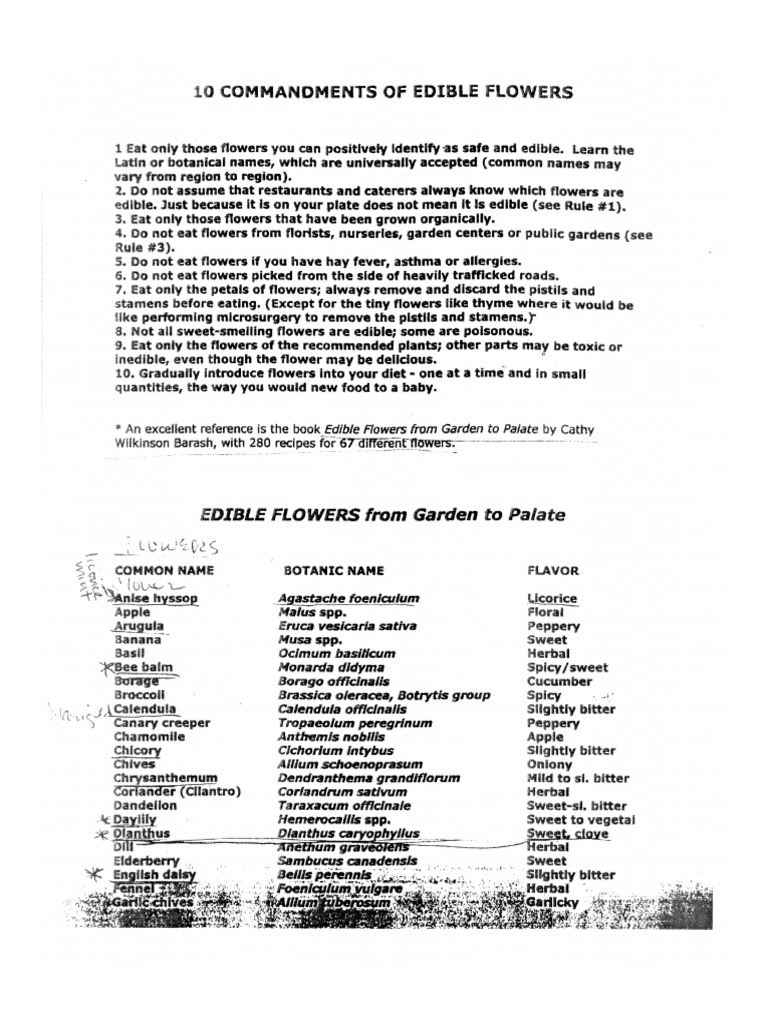 10 Commandments of Edible Flowers | PDF