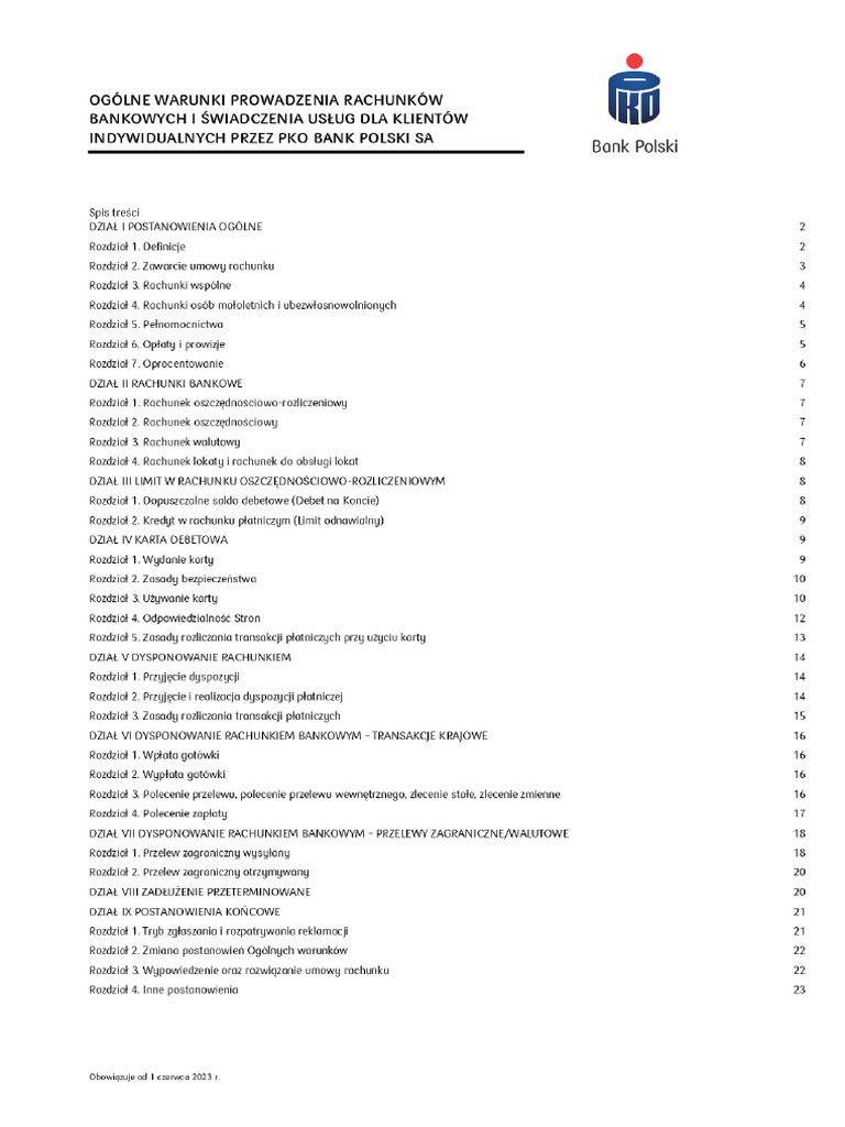 PKO - Ogólne Warunki Prowadzenia Rachunków Bankowych I Świadczenia Usług Dla Klientów ...