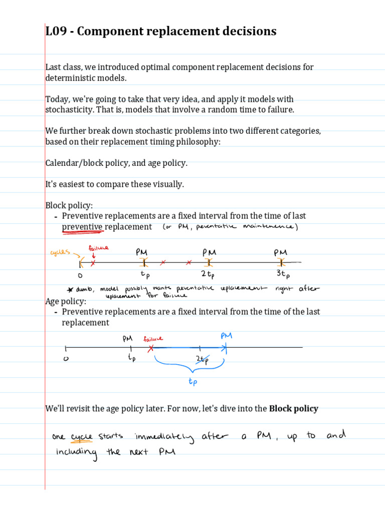 L09 - Stochastic Component Replacement Problems | PDF | Mathematics | Algorithms