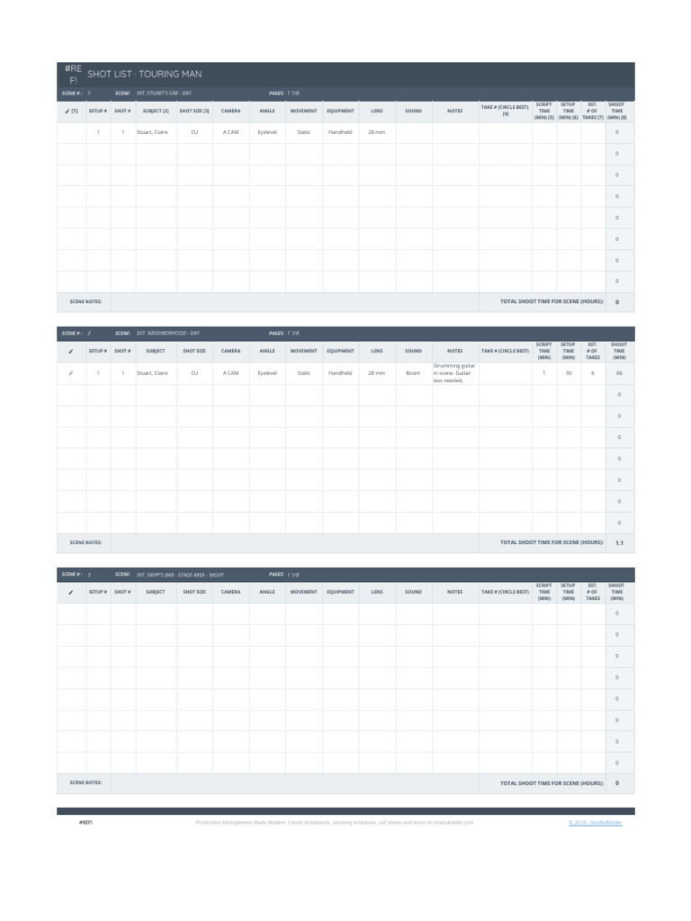 StudioBinder Ultimate Shot List Template | PDF | Camera | Photography ...
