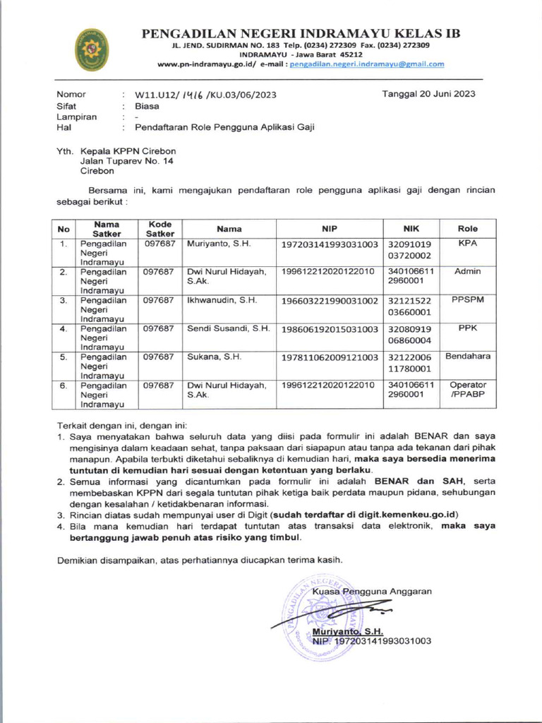 Form Pendaftaran User Gaji Web | PDF