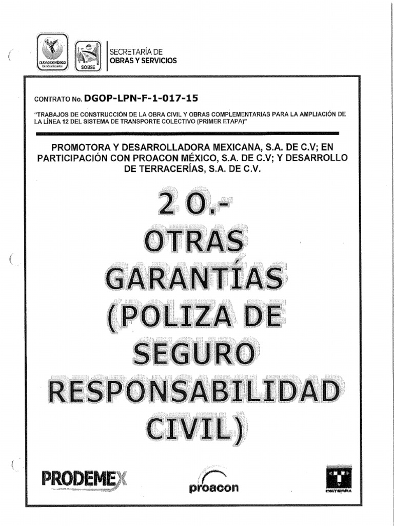 Póliza de seguro de responsabilidad civil | PDF