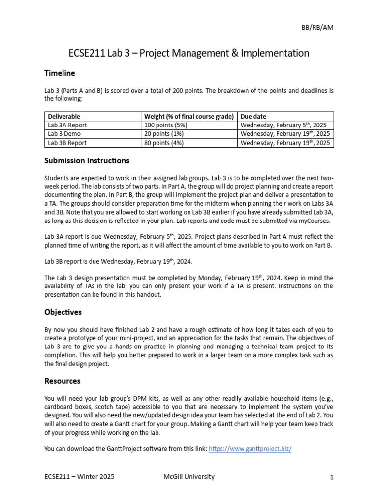 W2025 Lab3 - Project Management and Implementation | PDF | System | Computing