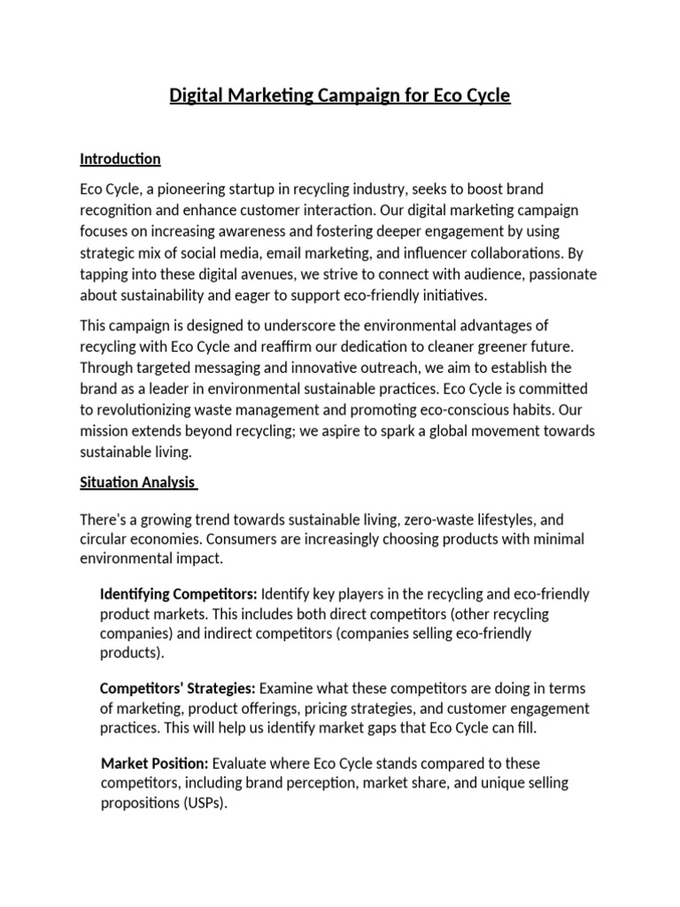 Digital Marketing Campaign For EcoCycle Updated 2024 | PDF | Digital ...