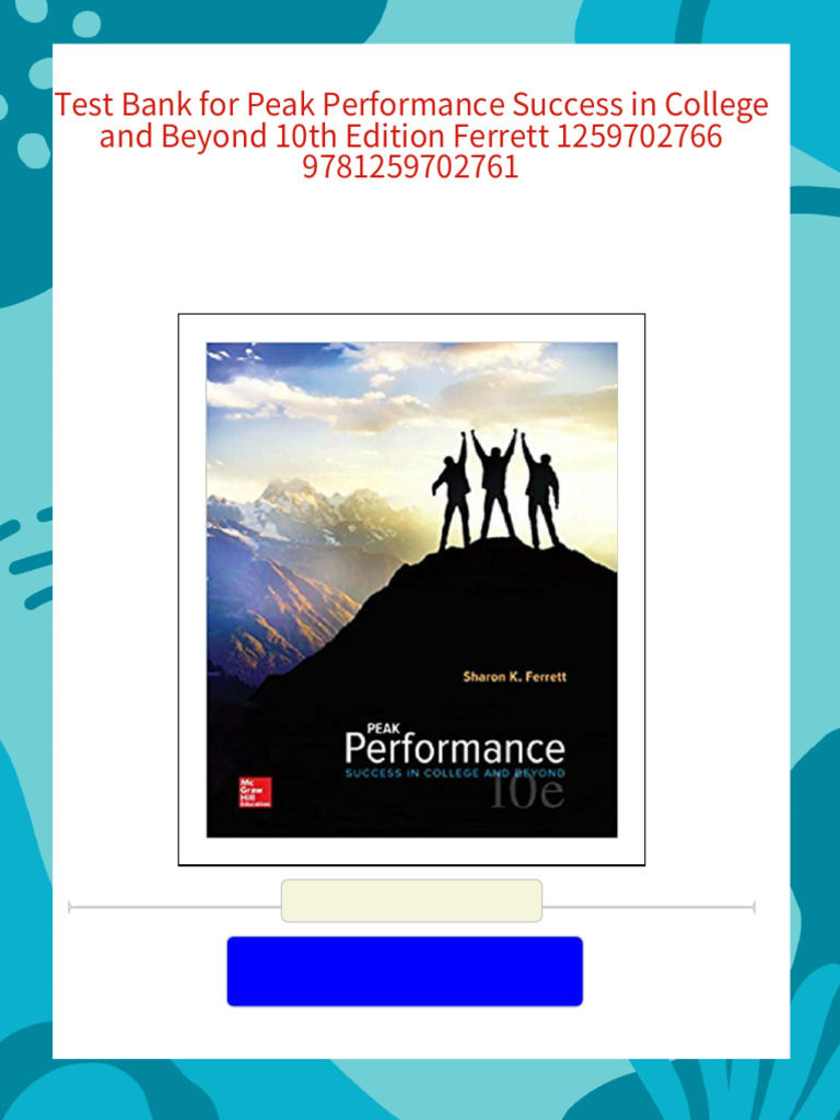 All Chapter Download Test Bank For Peak Performance Success in College ...