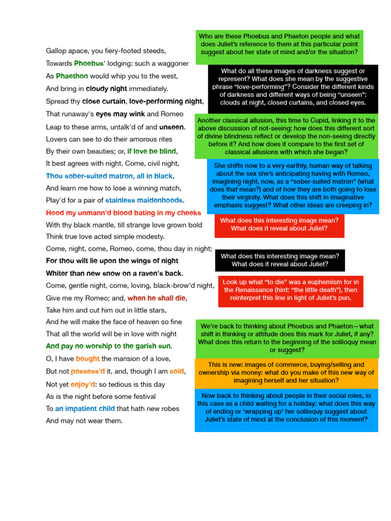 Romeo and Juliet Passage Analysis | PDF