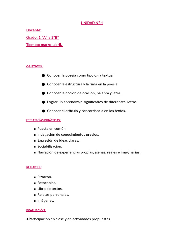 Unidad Didáctica: Introducción a la Poesía | PDF | Poesía | Escritura