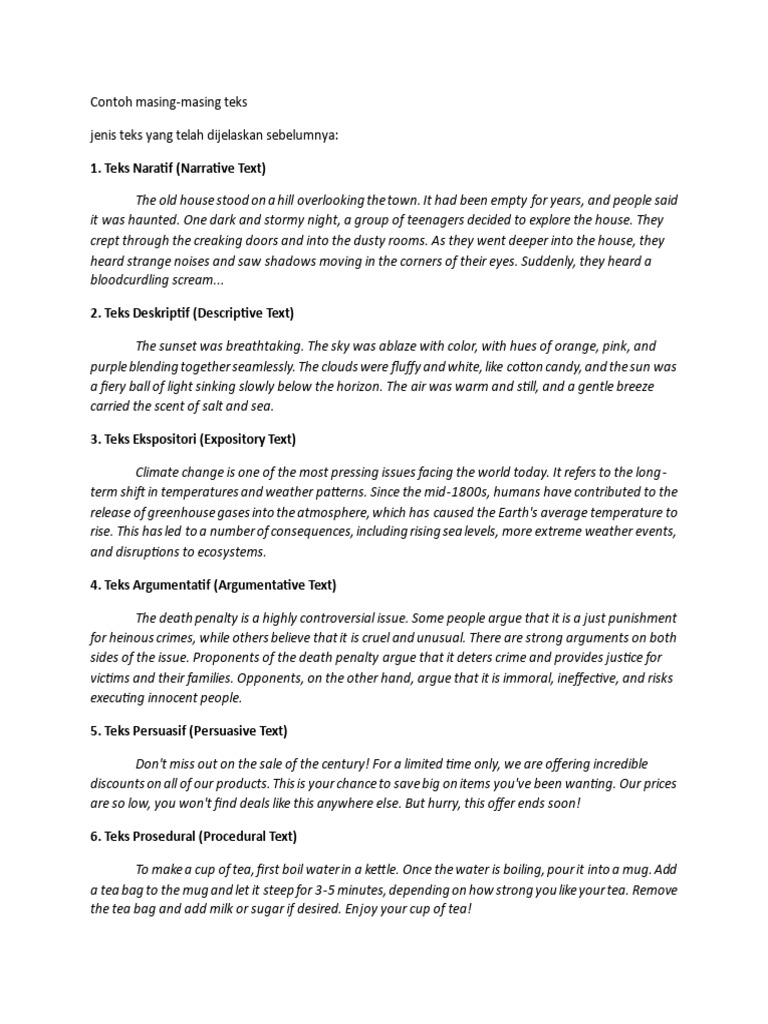2.contoh Masing-Masing Teks | PDF