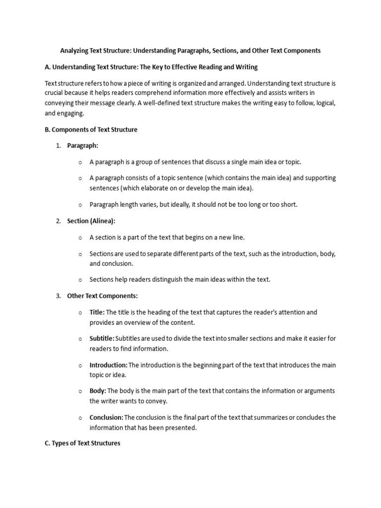 4.analyzing Text Structure Understanding Paragraphs, Sections, and ...