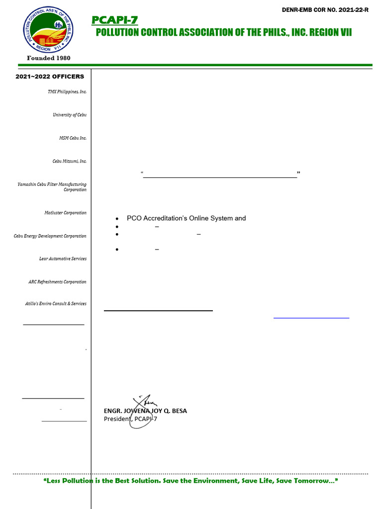Invitation For Updates Forum With Pollution Control Officers | PDF