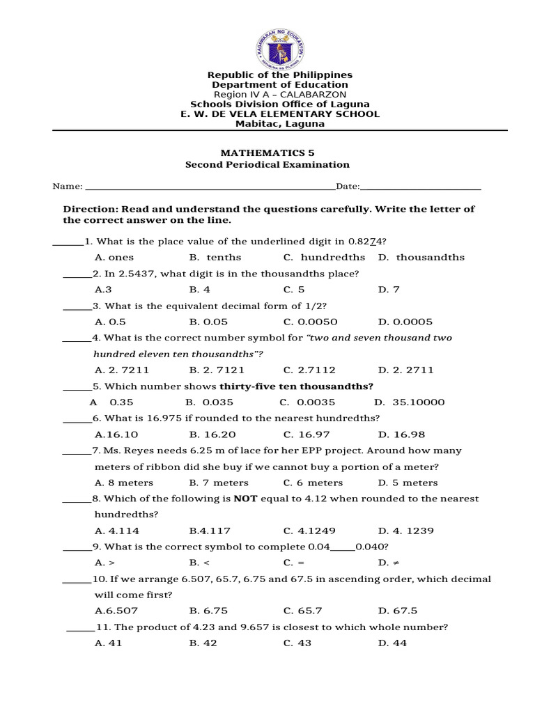 MATH-5_Q2_PT_NEW | PDF | Naming Conventions | Mathematical Objects