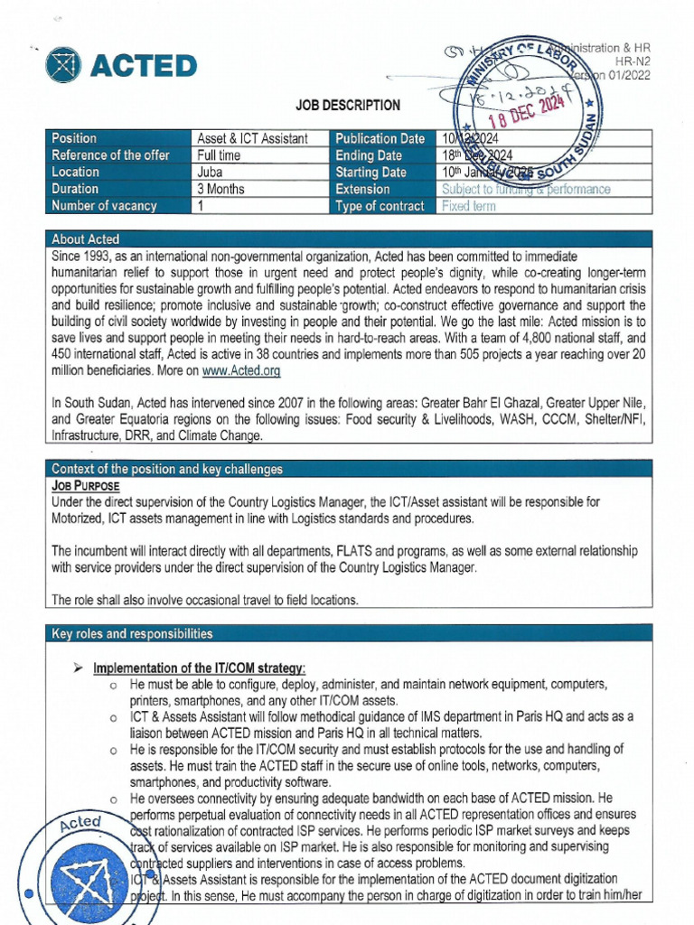 Asset and ICT Assistant | PDF
