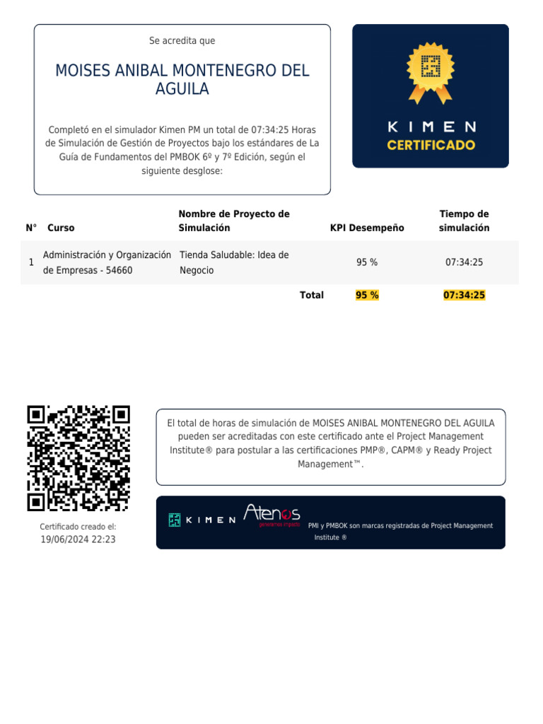 certificado-kimen-MOISES ANIBAL-MONTENEGRO DEL AGUILA | PDF