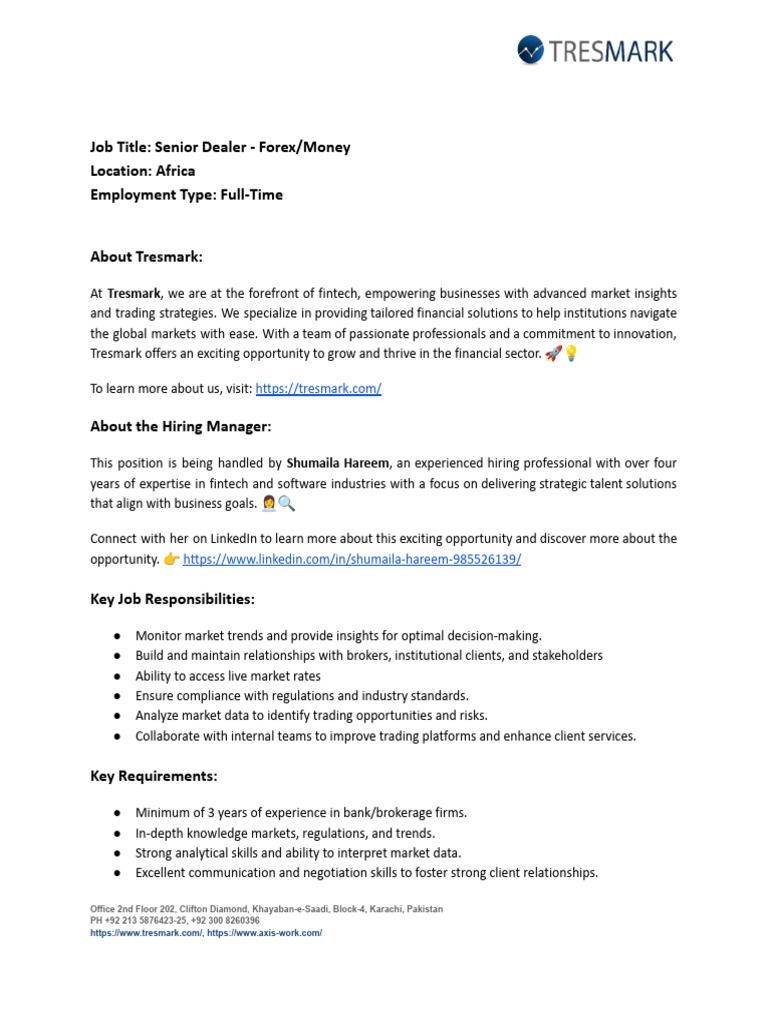 TRESMARK PVT LTD __ JD; Money Market Dealer_ Forex Broker | PDF ...