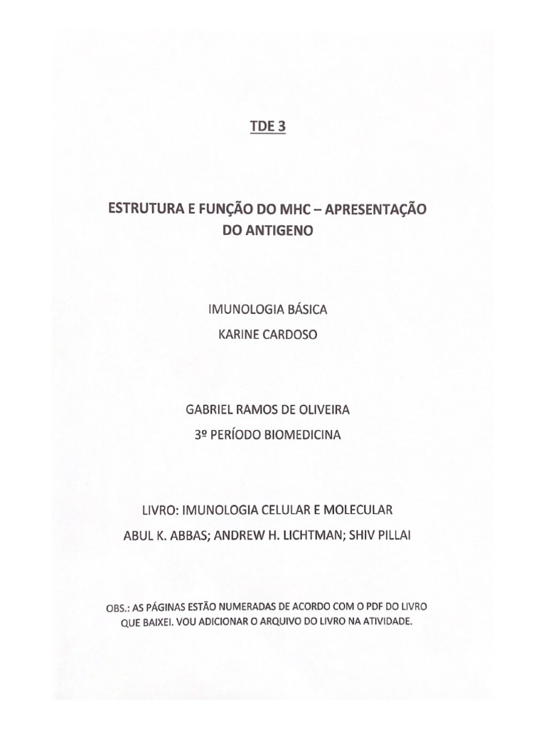 TDE 3 - Gabriel Ramos; Biomedicina | PDF