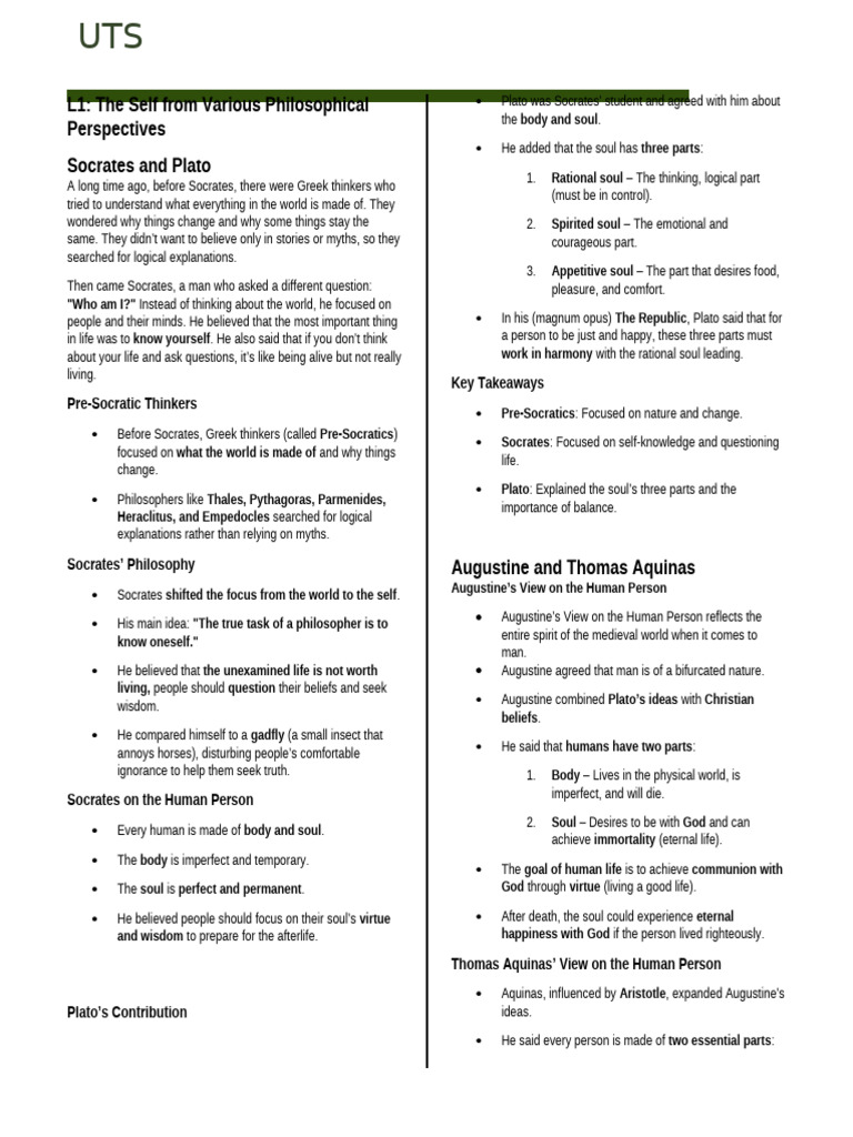 Uts Reviewer 2 | PDF | Philosophy Of Self | Self Concept