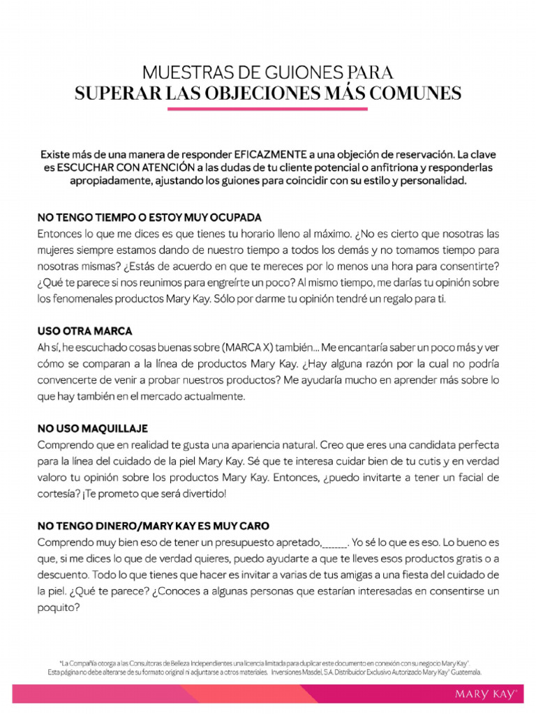 Muestras de Guiones para Superar Objeciones Mas Comunes GT | PDF