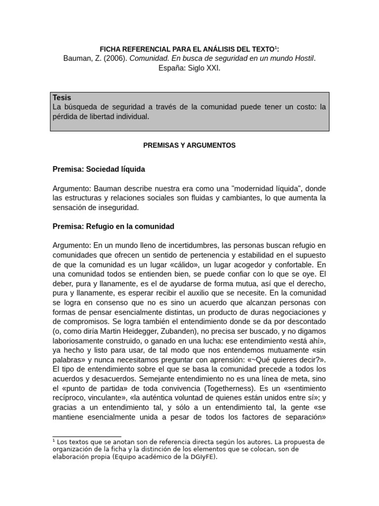 COMUNIDAD Z. BAUMAN Tesis y Argumentos | PDF | Libertad