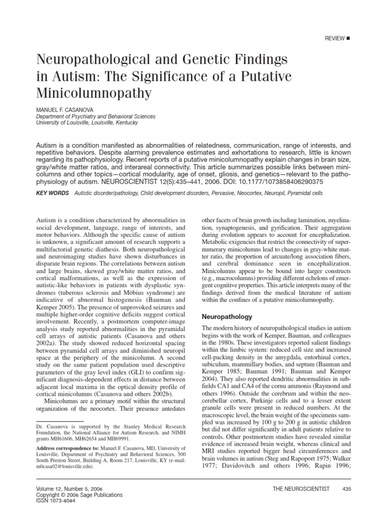 Neuroscientist 12 I 4 Minicolumn Abnormality | PDF | Cerebral Cortex ...