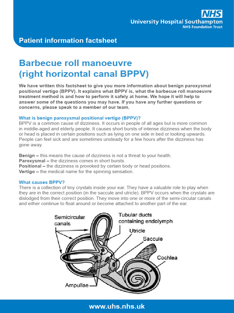 Barbecue Roll Manoeuvre Right Horizontal Canal BPPV 2804 PIL | PDF ...