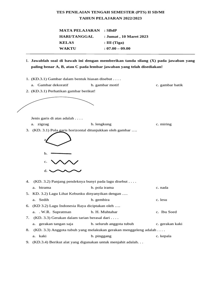 Pts SBDP Kelas 3 Semester 2 TH 2023-2024 | PDF