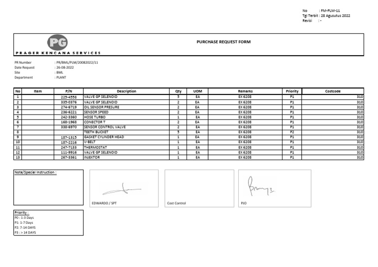 Purchasing Request PLM-11 (28 August 2022) | PDF | Engines | Engine ...