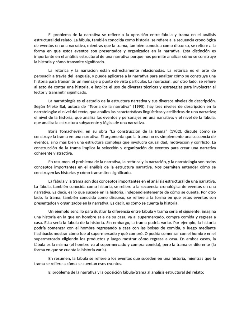 Fábula y trama en narrativas: análisis estructural | PDF | Narrativa ...