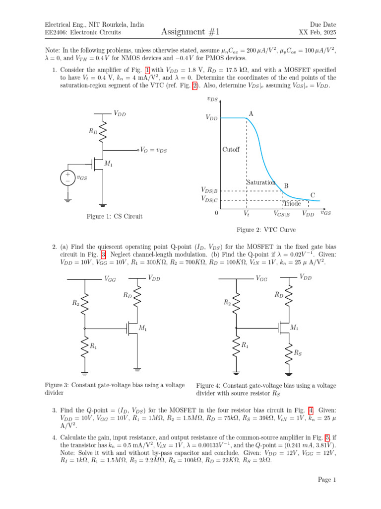 Assignment 2 Electronics | PDF | Amplifier | Mosfet