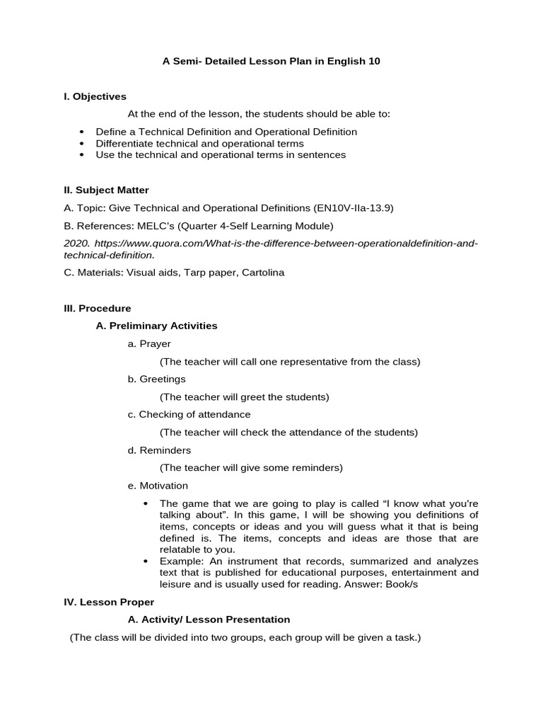 Lesson Plan 10 | PDF | Semantics | Lesson Plan