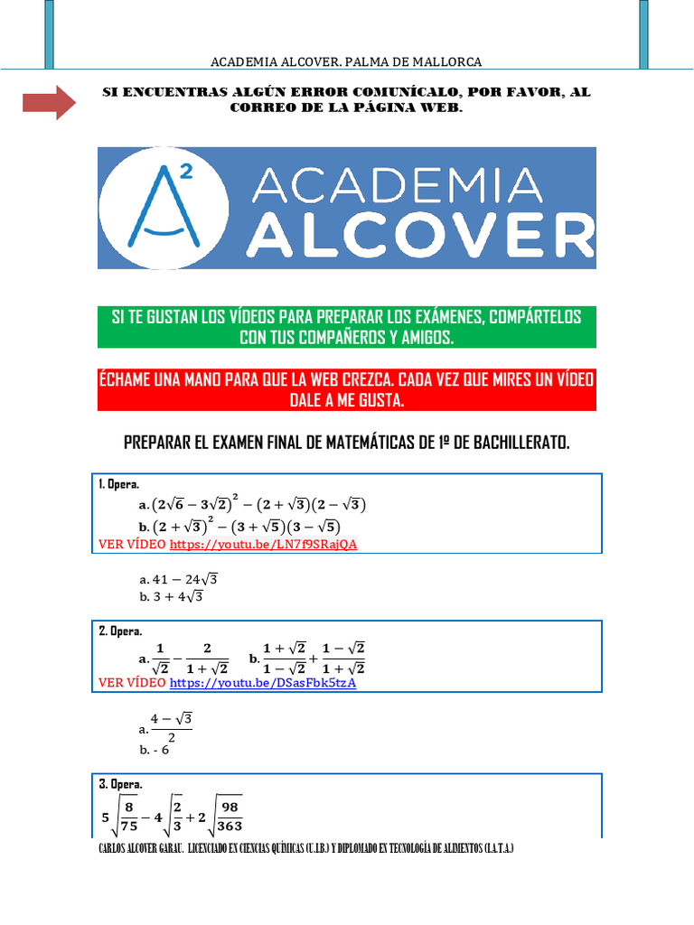 e9 - preparar-el-examen-final-de-matematicas-de-primero-de-bachillerato | PDF | Asíntota ...