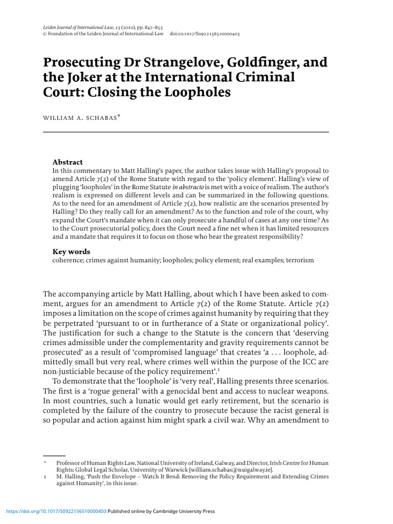 Critique of ICC Article 7(2) Amendments | PDF | International Criminal ...