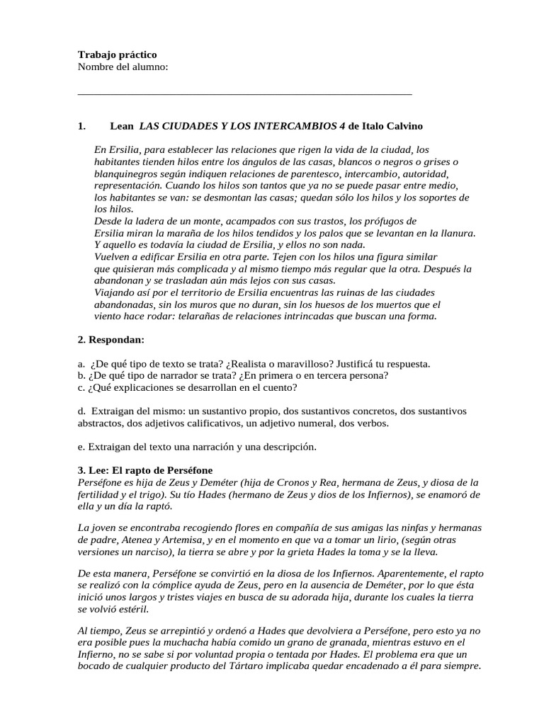 TP Segundo y Tercero | PDF | Perséfone | infierno