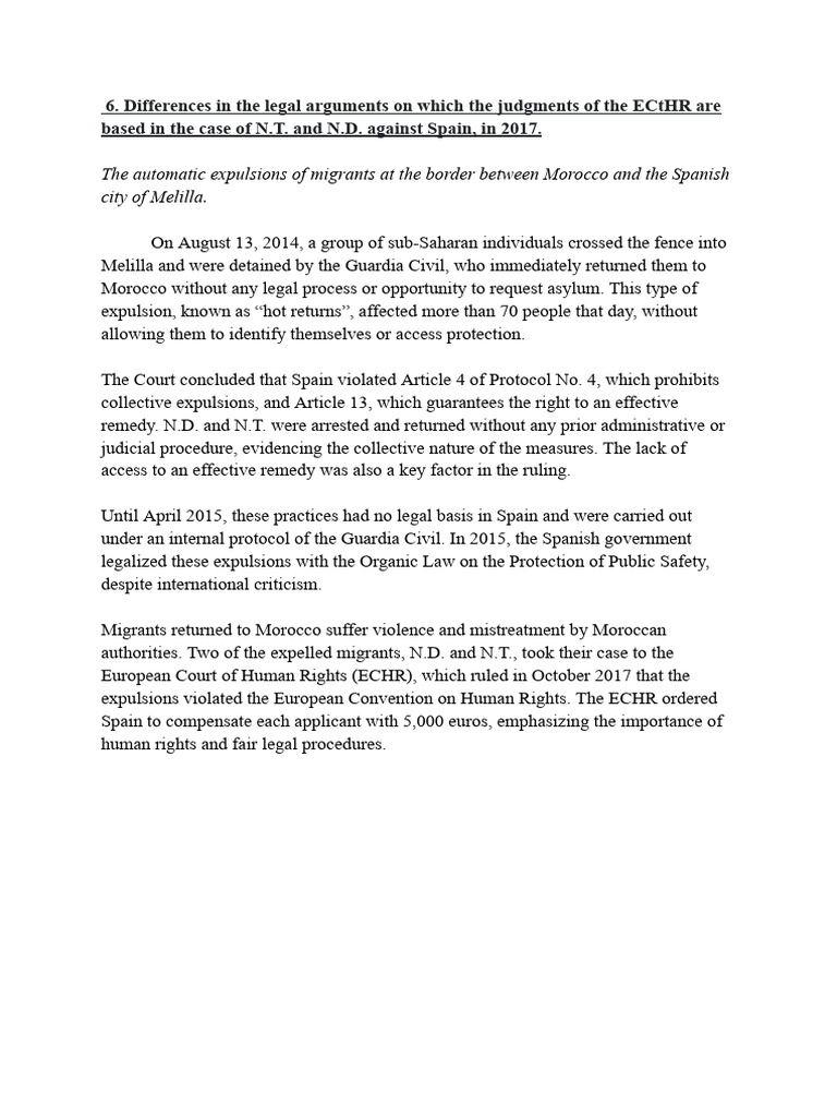 ECtHR Ruling on Spain's Hot Returns | PDF