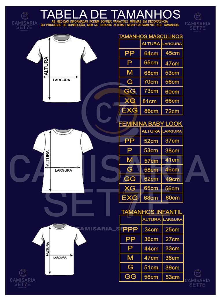 Tabela Medidas Camisas (1) | PDF