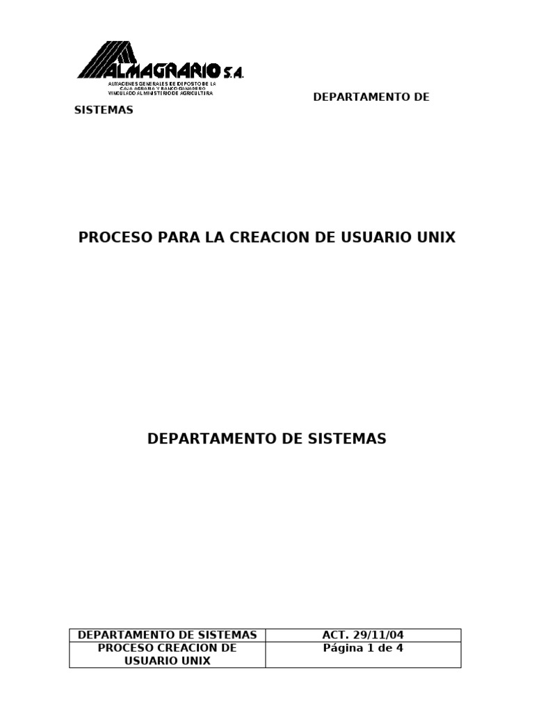 Creacion de Usuario Unix | PDF