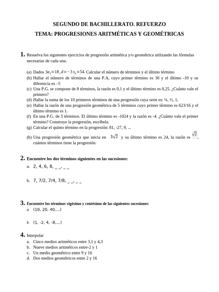 QQFSPW Tarea Refuerzo de Progresiones | PDF